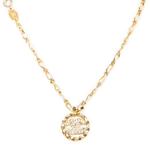 CHANEL | Jewelry | Chanel Small Cc Rhinestone Pendant Necklace | Poshmark